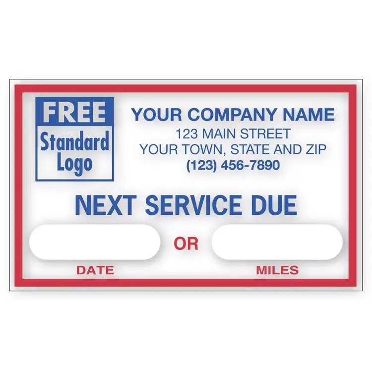 Static Cling Labels | Windshield Labels Next Service Due