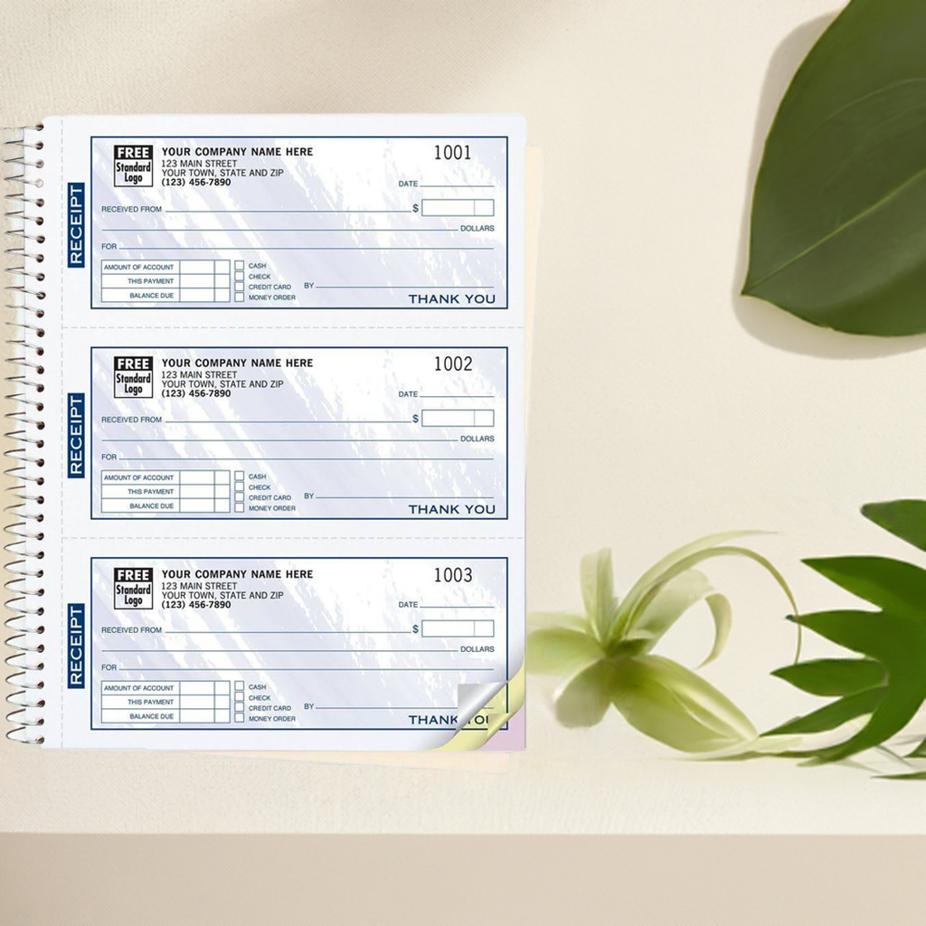 Custom Spiral-Bound Receipt Books with Logo