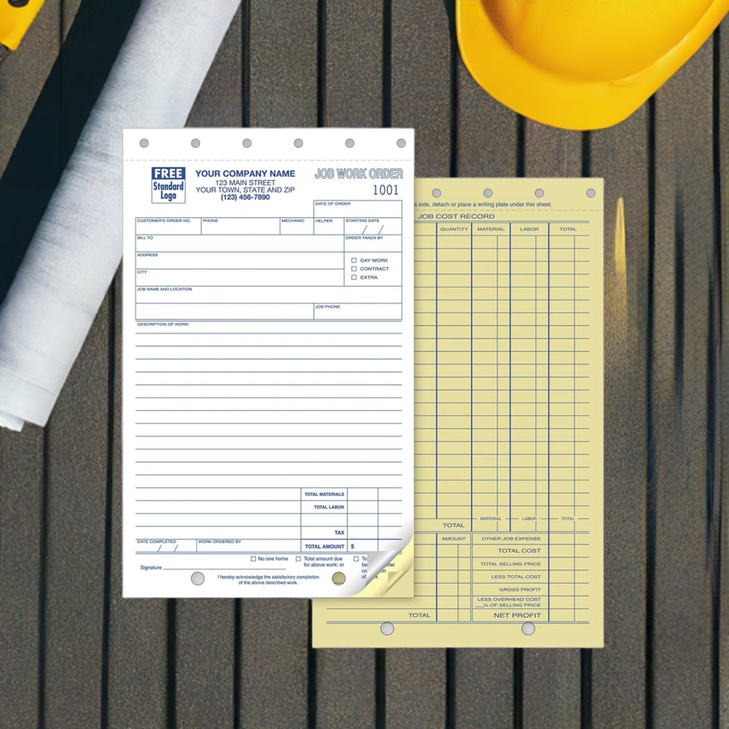 Carbonless Job Work Orders with Business Logo